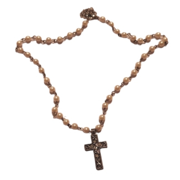 Jewelry | Vintage Faux Pearl Cross Necklace | Poshmark
